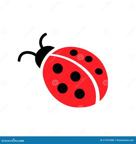 Lady Bug Cartoon Flat Icon Ladybug Simple Small Vector Cute Symbol Ladybird Beetle Isolated