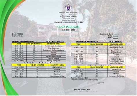 Matatag Class Program Grade 5 And 6 Editeddocx