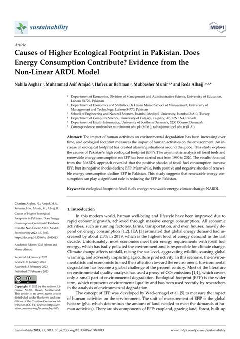 Pdf Causes Of Higher Ecological Footprint In Pakistan Does Energy