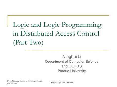 Ppt Logic And Logic Programming In Distributed Access Control Part