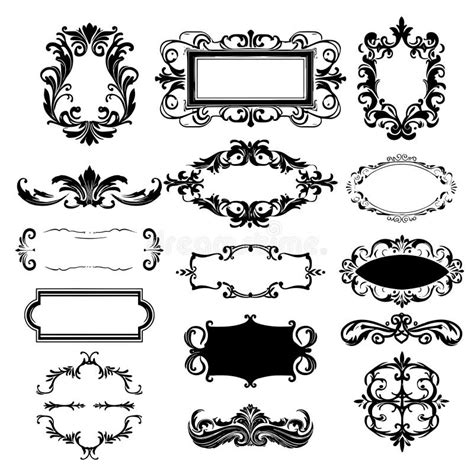 Decorative Ornate Elements And Badges Big Set Template Of Decorative Vintage Frames Borders