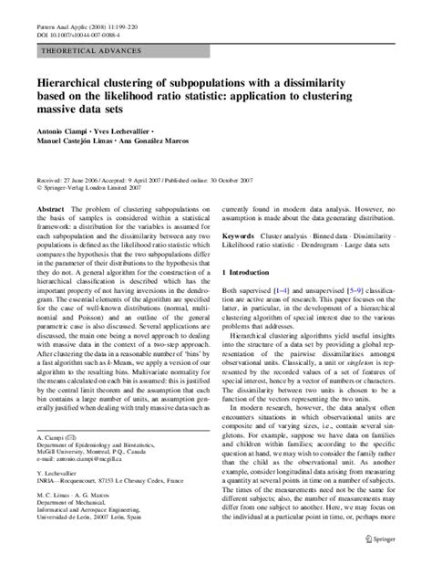 Pdf Hierarchical Clustering Of Subpopulations With A Dissimilarity