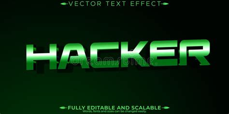 Hacker Editable Text Effect Editable Computer And Code Text Style Stock Vector Illustration