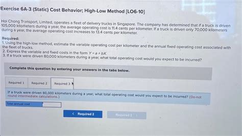 Solved Exercise A Static Cost Behavior High Low Method Chegg
