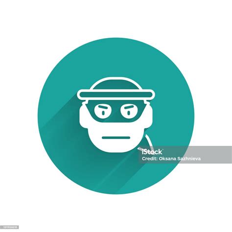 긴 그림자로 격리 된 흰색 산적 아이콘 녹색 원 버튼입니다 벡터 가공의 인물에 대한 스톡 벡터 아트 및 기타 이미지 가공의 인물 강도 개척시대의 서부 Istock