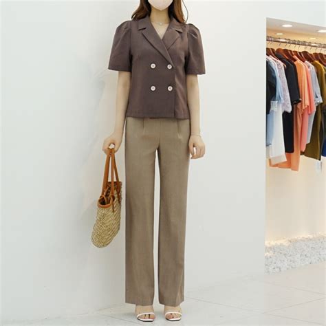 여름 바지정장세트 크롭 자켓 슬랙스 여자 수트 셋업 스타일라떼