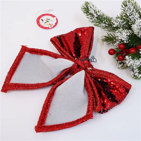 Голямо червено злато блестяща коледна панделка лък коледна елха