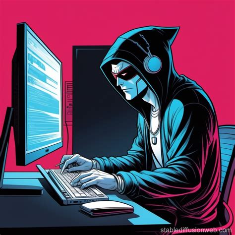 Hacker Coding On Computer Stable Diffusion Online