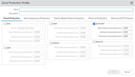 Configure SCTP INIT Flood Protection