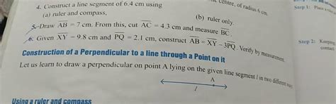 Construct A Line Segment Of Cm Using A Ruler And Compass B Ru
