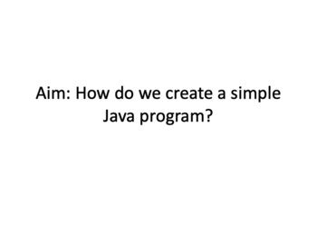 Creating A Simple Java Program By Zinngenuity TPT