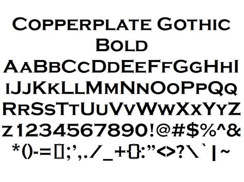Font Alphabet Styles Copperplate Gothic Bold