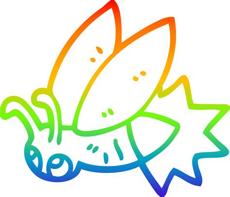 Rainbow Gradient Line Drawing Of A Cartoon Lightning Bug 44985516 Png