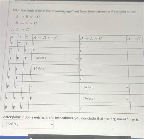 Solved Fill in the truth table of the following argument | Chegg.com