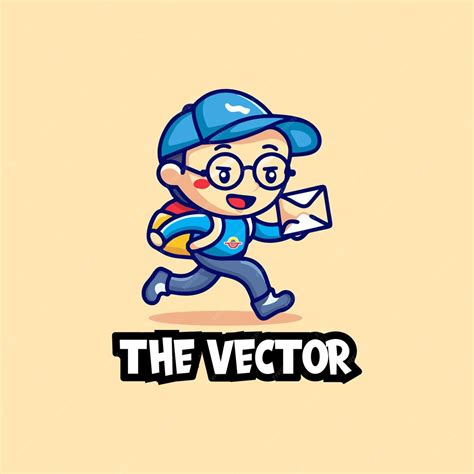 Cute Postman Logo Vector Mascot Character Cartoon Illustration Premium Ai Generated Vector