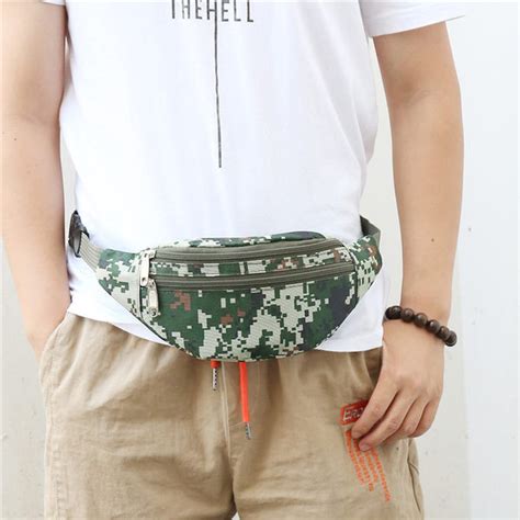 Badu Bg Текстилна мъжка чанта за кръста с камуфлажен десен Badu Bg