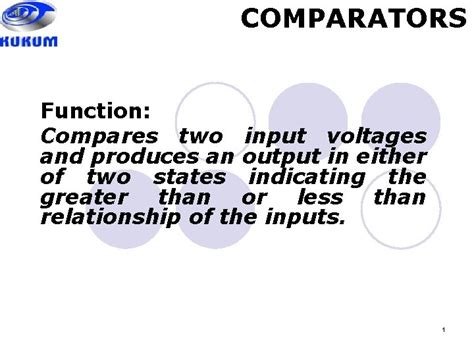 Comparators Function Compares Two Input Voltages And Produces