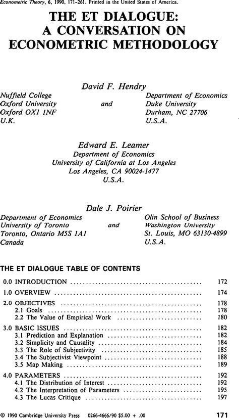 a conversation on econometric methodology econometric theory