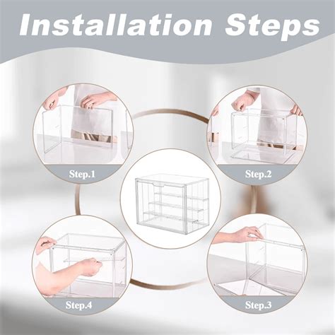 Clear Acrylic Display 3 Tier Clear Display Stand Case With Magnetic Door Dustproof Protection