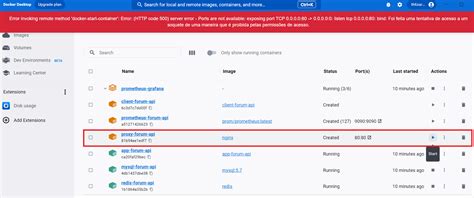 Erro Ao Subir Contêineres No Docker Desktop Observabilidade Coletando Métricas De Uma