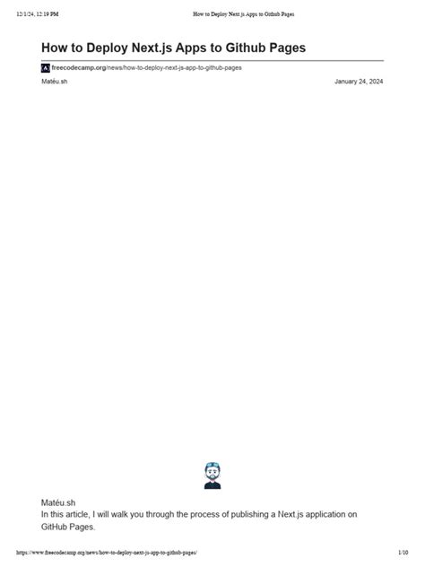 how to deploy next js apps to github pages pdf web development