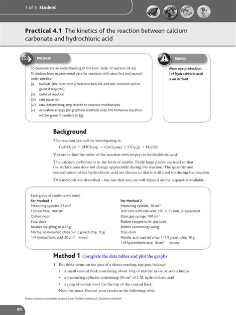 M12 Review And Complete Practical 41 The Kinetics Of The Reaction