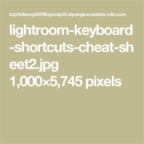 Lightroom Keyboard Shortcuts Cheat Sheet