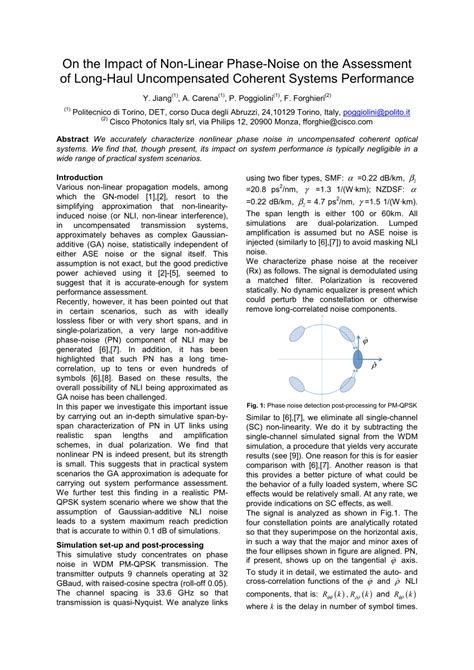 Pdf On The Impact Of Non Linear Phase Noise On The Assessment Of Long Haul Uncompensated