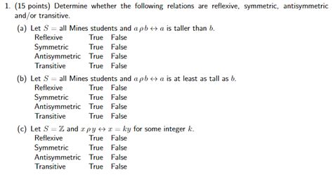 solved 1 15 points determine whether the following
