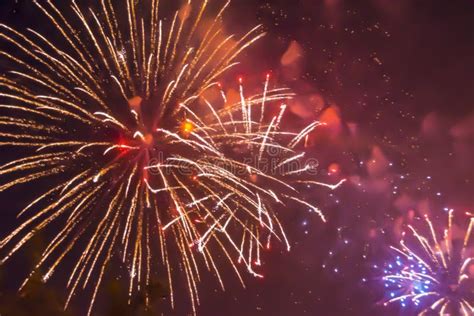 Red Violet Bright Blurred Fireworks Effect Abstract Colorful Background