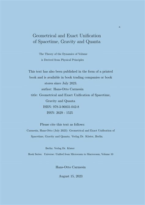 Pdf Geometrical And Exact Unification Of Spacetime Gravity And