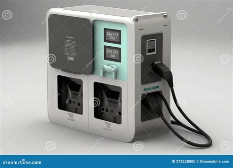 Electric Car Charging Station With Multiple Ports For Simultaneous Charging Stock Illustration