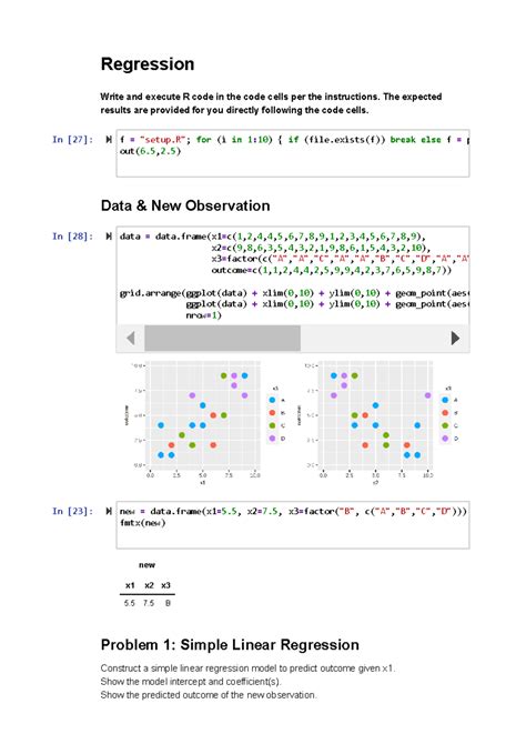 13 Lab Regression Jupyter Notebook Regression Write And Execute R Code In The Code Cells Per
