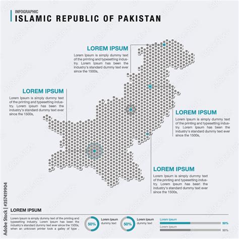 Pakistan Country Map Infographics Vector With Pointer Marks And Circle Chart Template