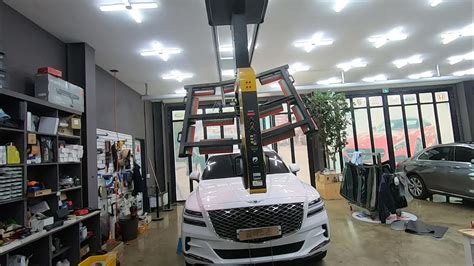 제네시스 Gv80 앞유리교체 전면유리교환 수리이후에 바로 차량의 운전등이 가능하도록 유리수리 이후 열처리 경화건조 영상입니다 이처리를 통해 무거운 앞유리처짐 들뜸등을