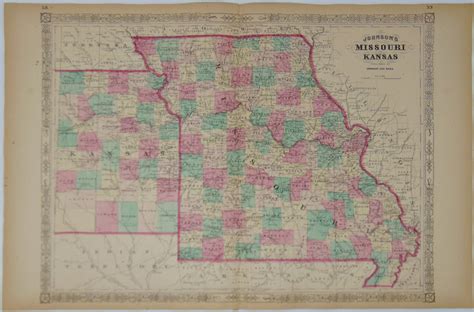 Map Johnsons Missouri And Kansas 1865 Haaswurth Books