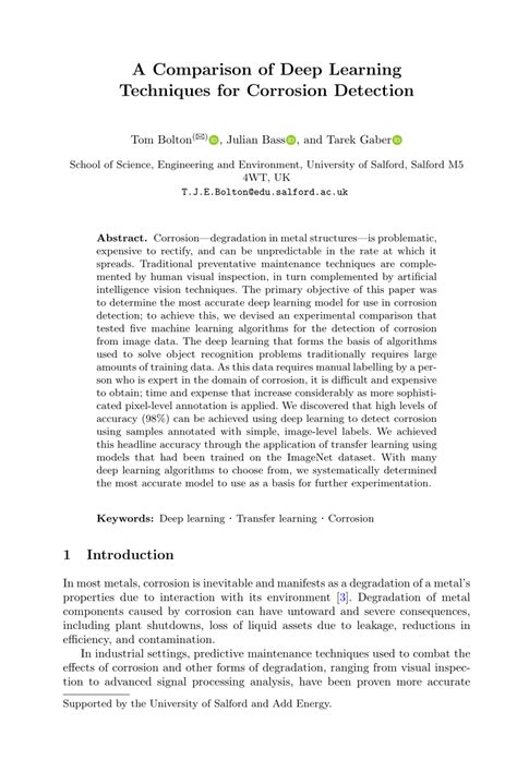 Pdf A Comparison Of Deep Learning Techniques For Corrosion Detection