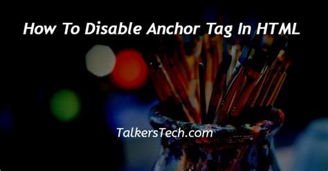 How To Disable Anchor Tag In Html