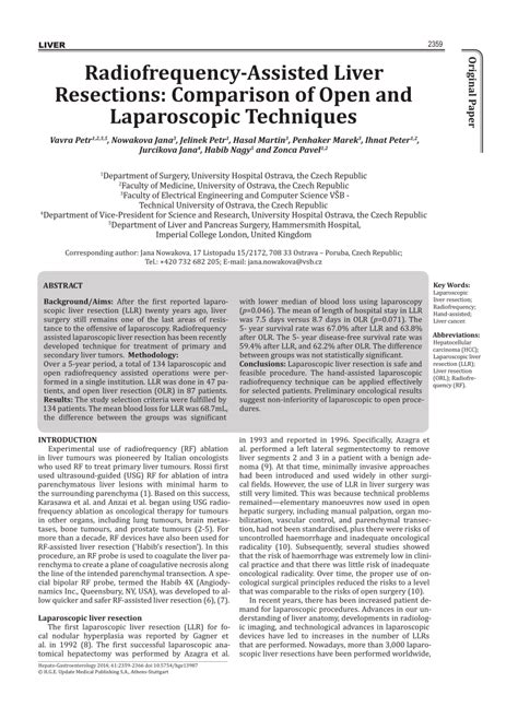 Pdf Radiofrequency Assisted Liver Resections Comparison Of Open And Laparoscopic Techniques