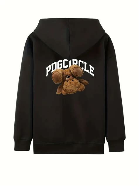 프린트 지퍼 업 후디 귀여운 그래픽 드로스트링 캐주얼 후드 티셔츠 겨울 및 가을 여성 의류 Temu