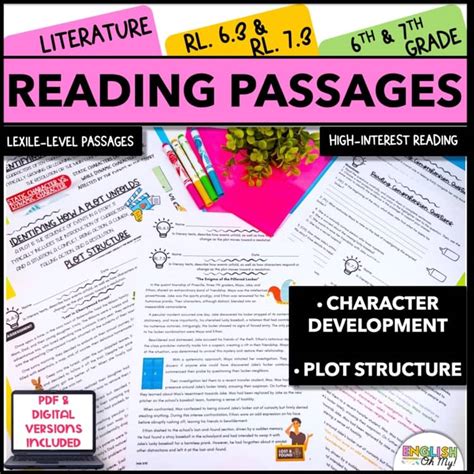 Plot Structure Character Development Reading Passages Literature 6th