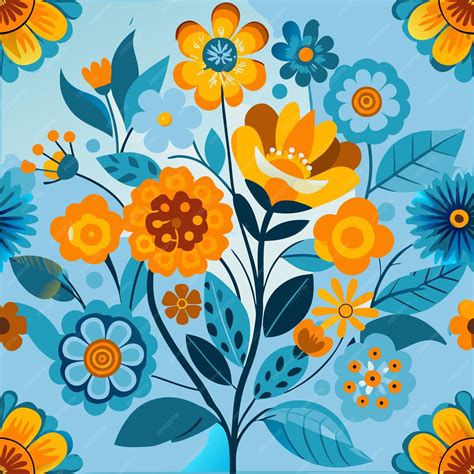 Floral Seamless Repeated Pattern A Colorful Floral Pattern With A Blue