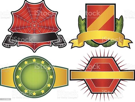 Set Of 4 Vector Emblems Crests Stock Illustration Download Image Now