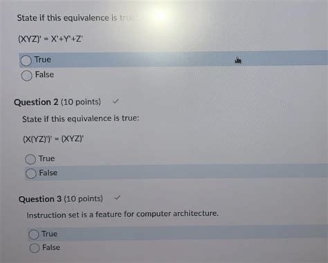 Solved State If This Equivalence Is Truc Xyz′x′y′z′