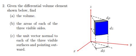 Solved 2 Given The Differential Volume Element Shown Below Chegg Com