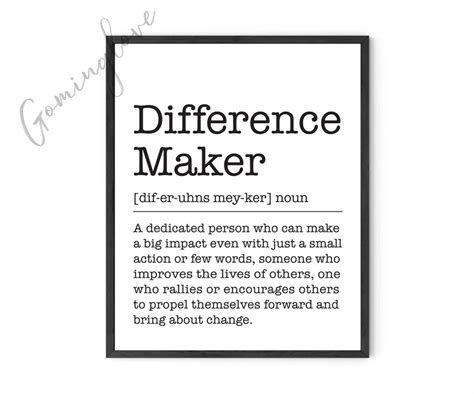 Difference Maker Definition Printable Retirement Gift Teacher Present Appreciation Gift