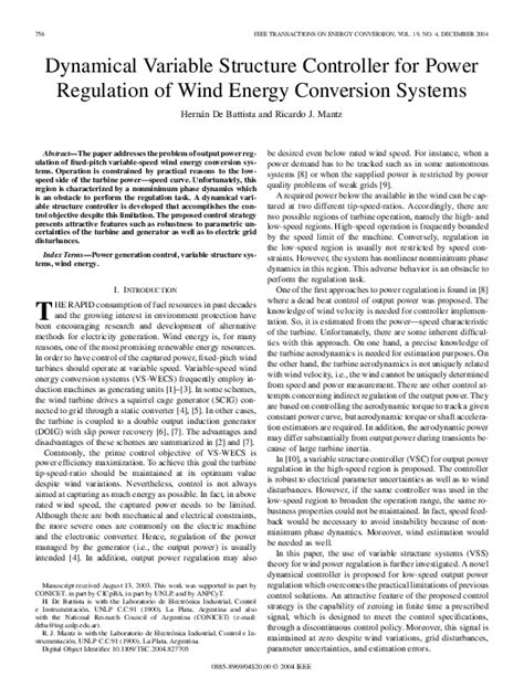 Pdf Dynamical Variable Structure Controller For Power Regulation Of