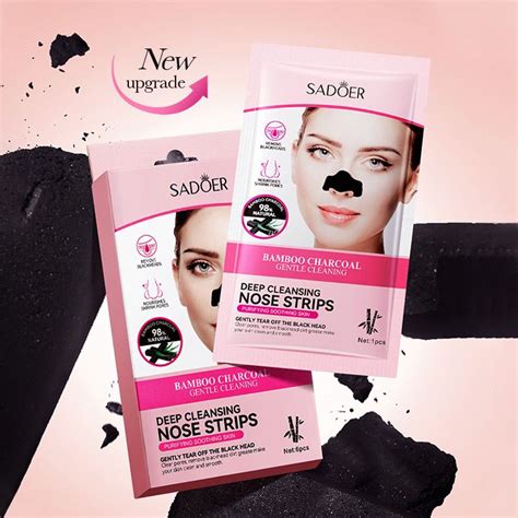 Sadoer Pink Bamboo Charcoal Deep Cleansing Nose Strips 6 Strips In Box