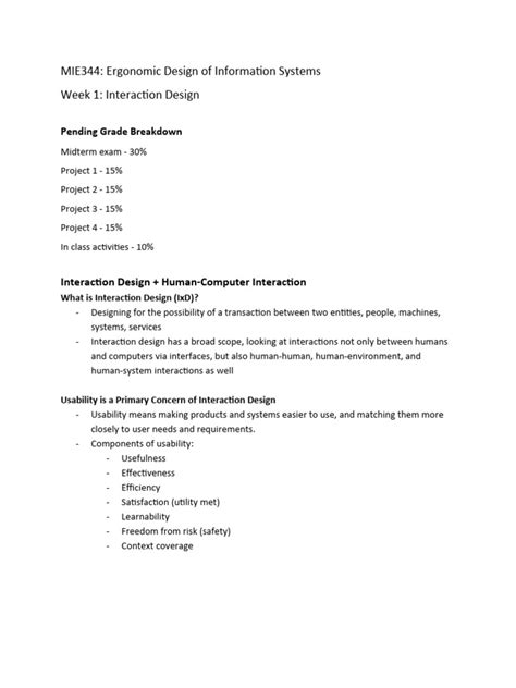 Week 1 Interaction Design Pdf Humancomputer Interaction Usability