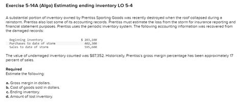 Solved Exercise 5 14a Algo Estimating Ending Inventory Lo
